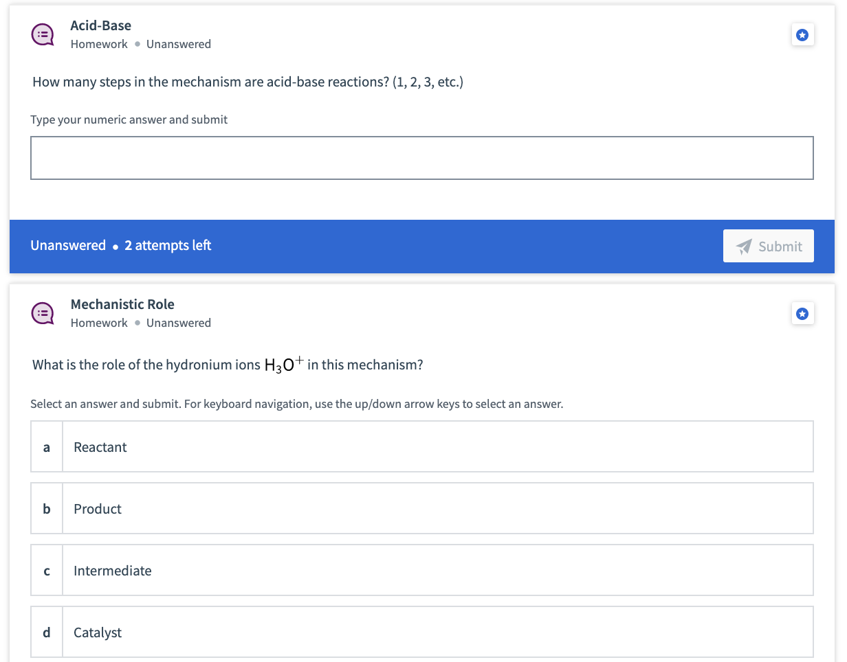 Solved The reaction mechanism for the hydration of propene | Chegg.com