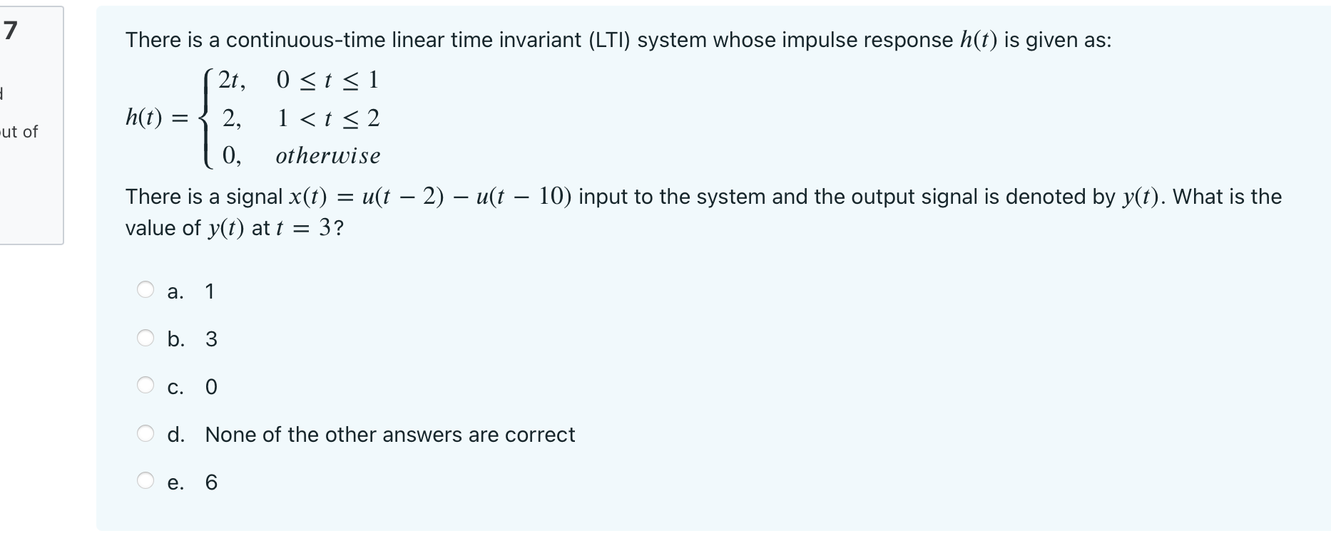 Solved 7 27, = ut of There is a continuous-time linear time | Chegg.com