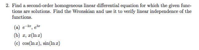 Solved 2. Find a second-order homogeneous linear | Chegg.com