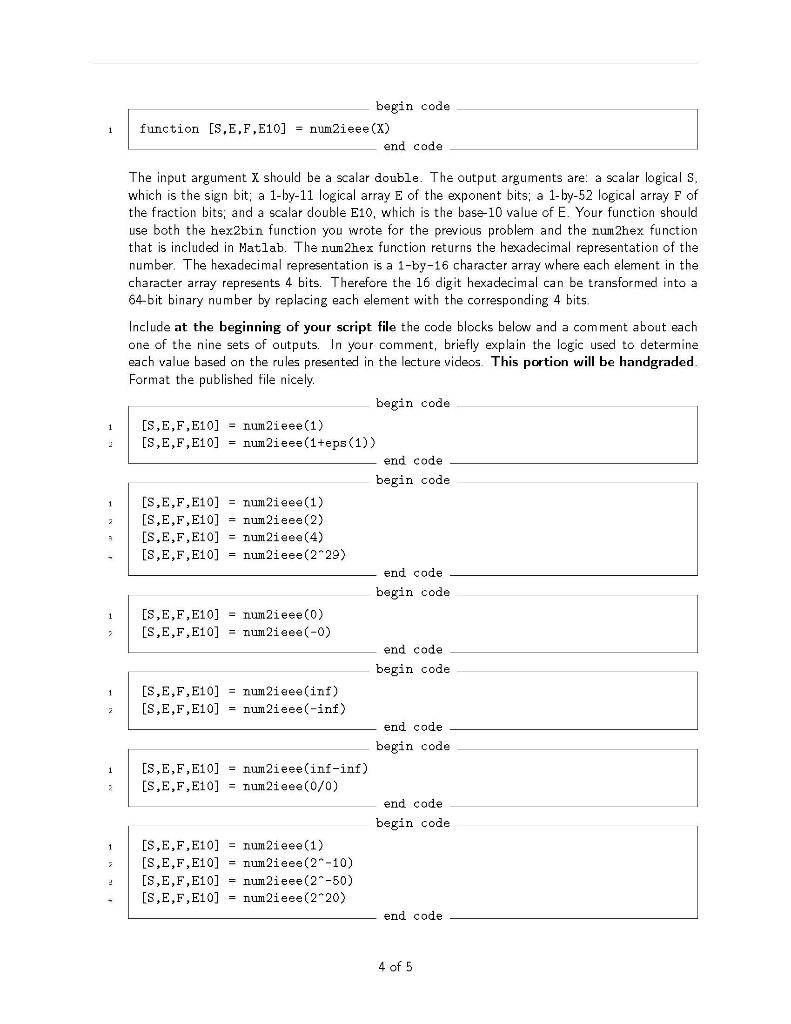 3. Matlab returns the binary 64-bit IEEE | Chegg.com