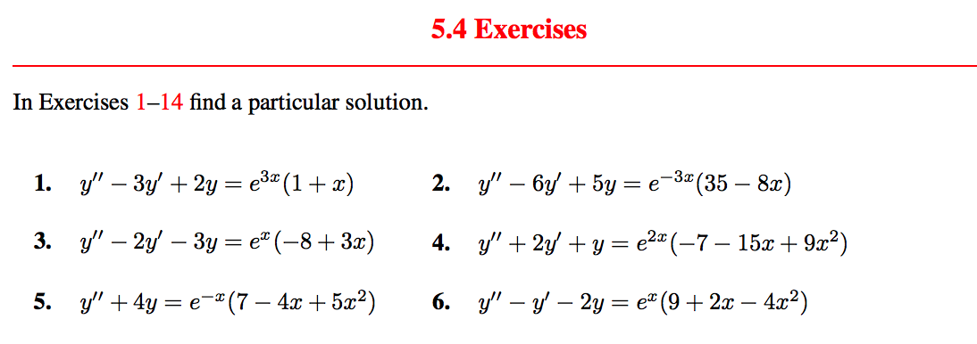 Solved 5.4 Exercises In Exercises 1-14 find a particular | Chegg.com