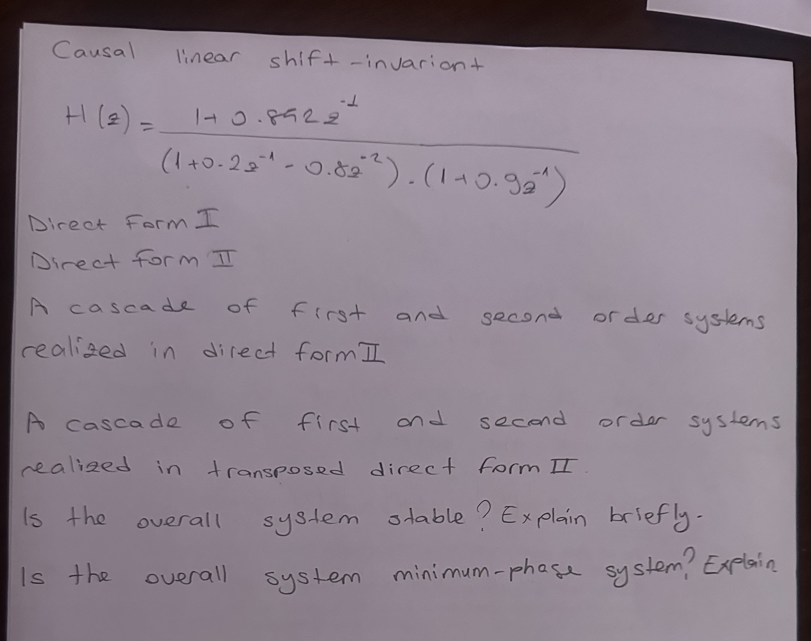 Solved Causal linear shift-invariont | Chegg.com