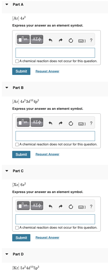 Solved [Ar]4s2 Express your answer as an element symbol. A | Chegg.com