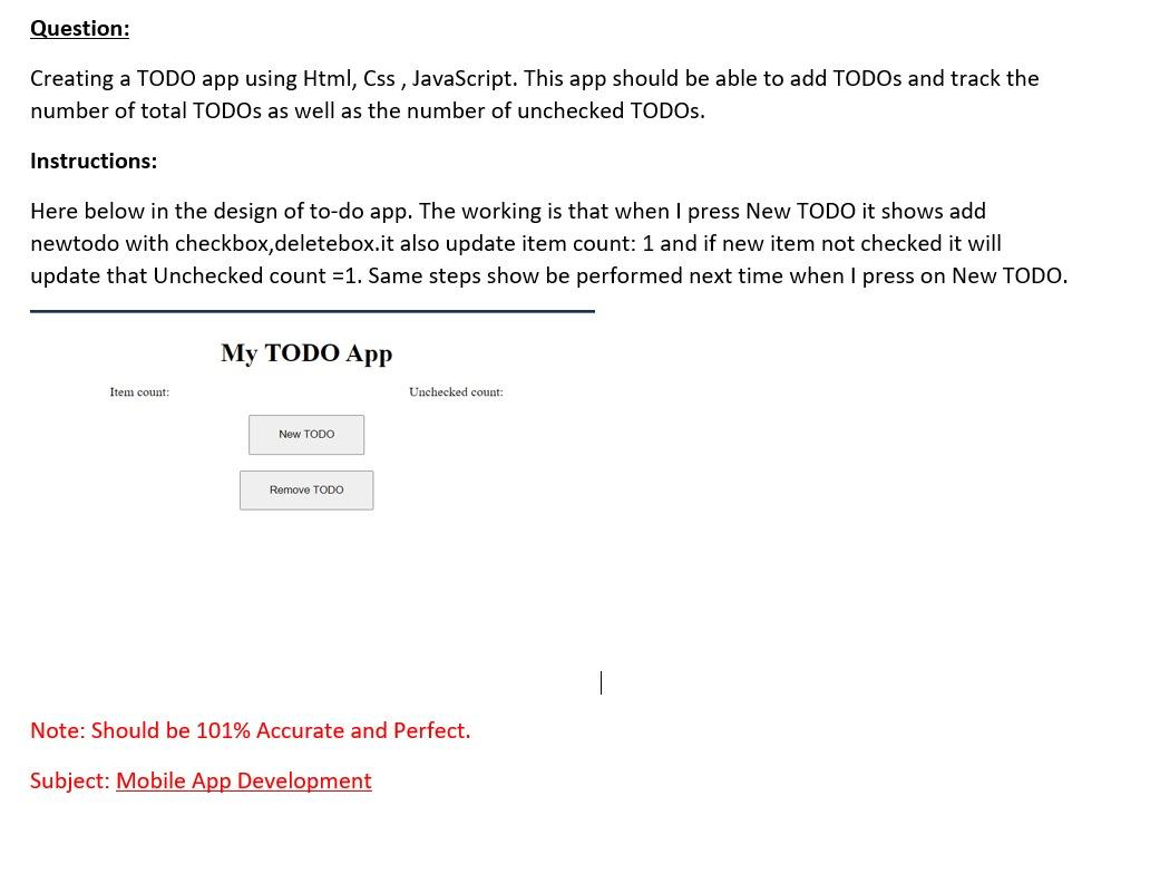 Solved Question Creating A Todo App Using Html Css