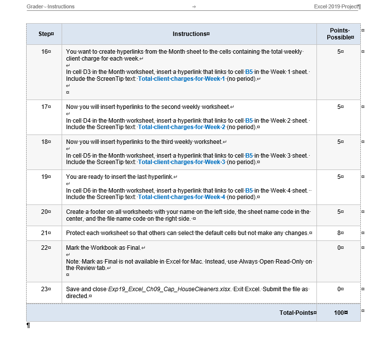 Grader - Instructions Excel-2019 Project | Chegg.com
