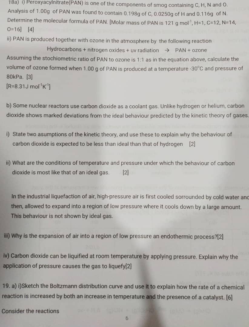 Solved 18a) 1) Peroxyacylnitrate(PAN) is one of the | Chegg.com