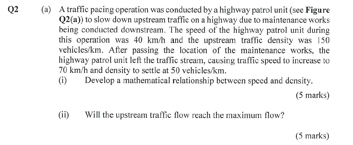 Solved (a) A traffic pacing operation was conducted by a | Chegg.com