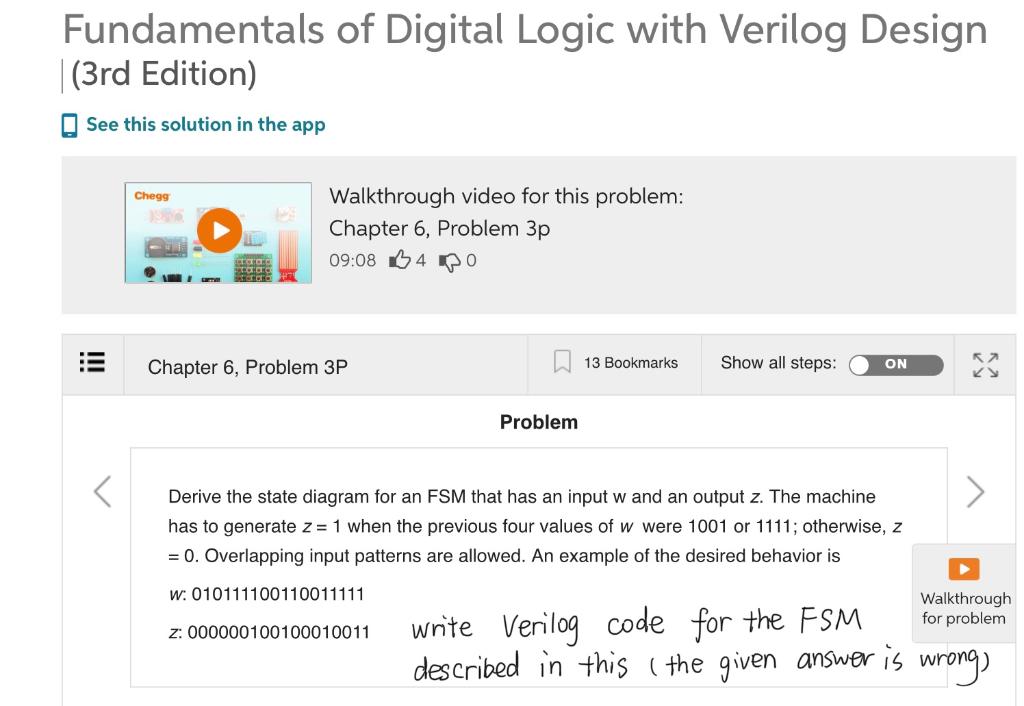 Solved Fundamentals of Digital Logic with Verilog Design | Chegg.com
