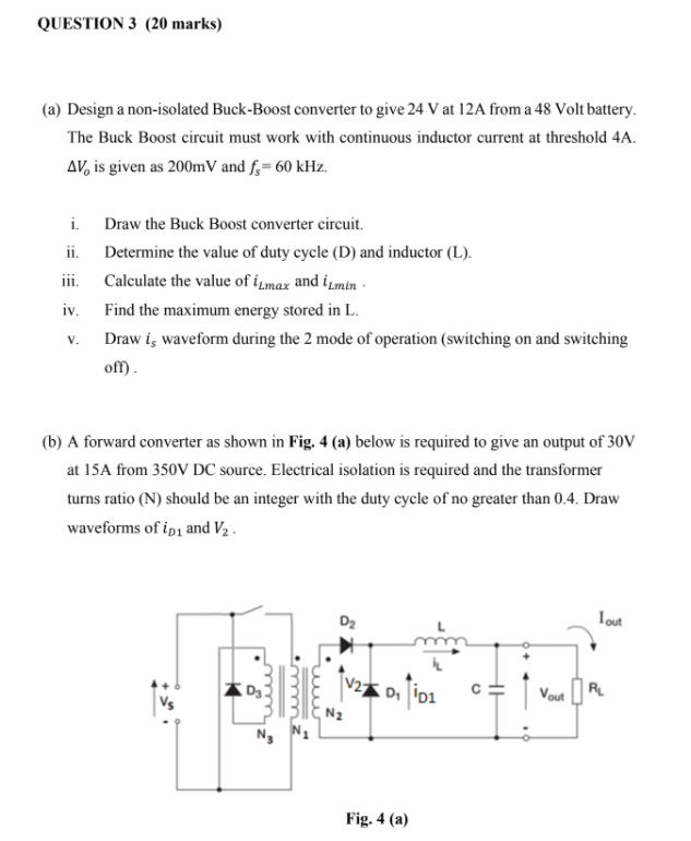 Solved Question 3 20 Marks A Design A Non Isolated 