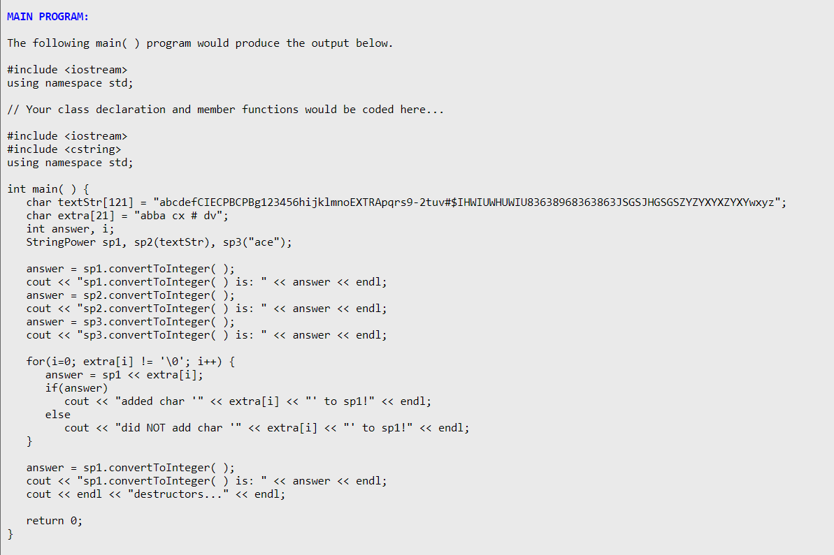 Solved SPECIFICATIONS: Write the code for a C++ class called | Chegg.com