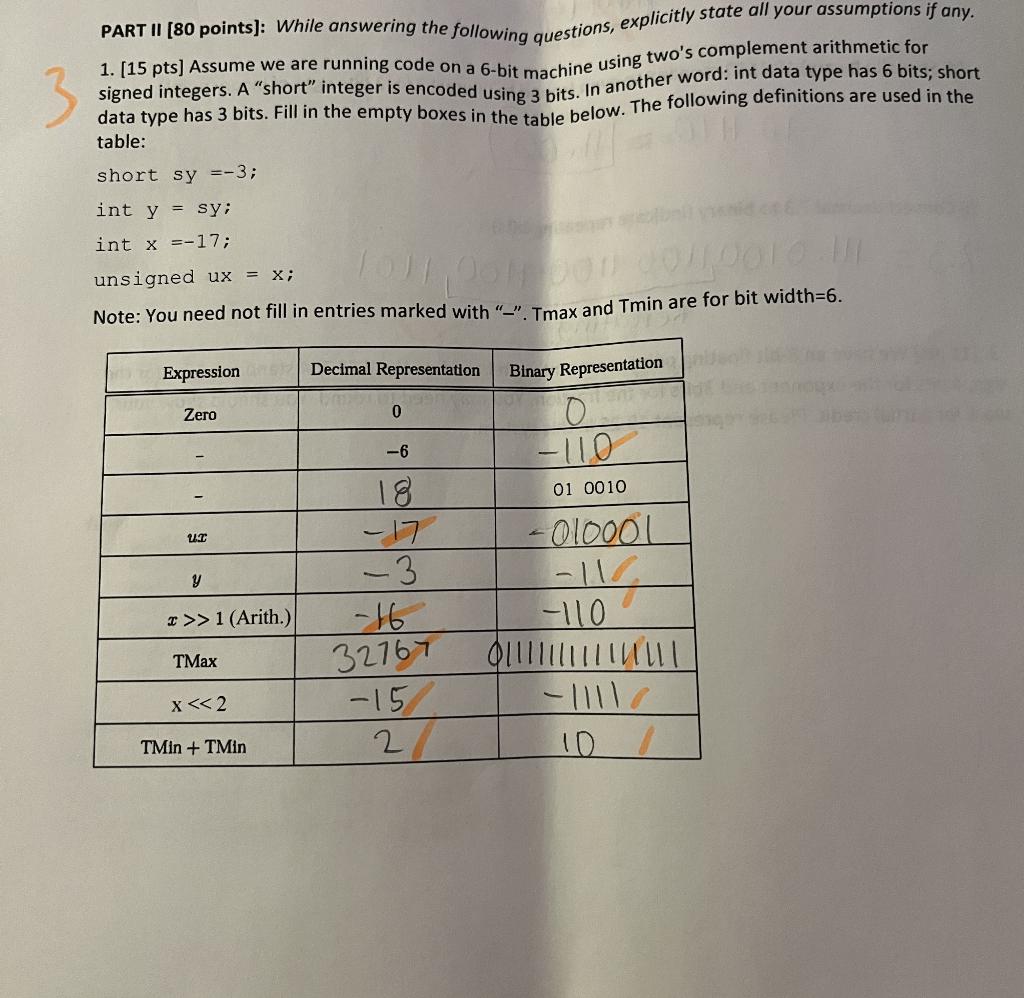 Solved PART II [80 points]: While answering the following | Chegg.com