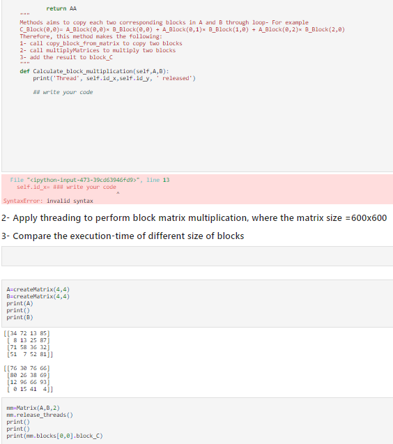 Solved Block matrix multiplication using threading Student | Chegg.com