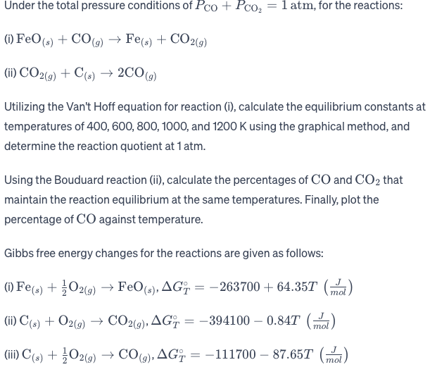 Solved Under the total pressure conditions of PCO+PCO2=1atm, | Chegg.com