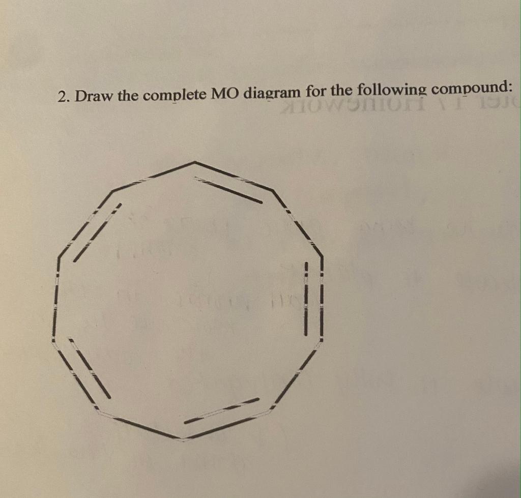 Solved 2. Draw the complete MO diagram for the following | Chegg.com