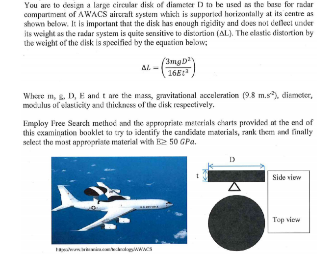 You are to design a large circular disk of diameter D | Chegg.com