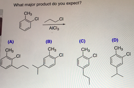 Solved What major product do you expect? CH3 -C1 -CI AICI: | Chegg.com