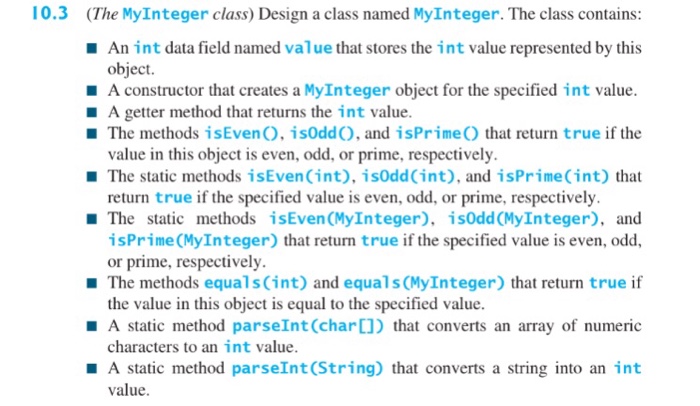 Solved 10.3 (The MyInteger class) Design a class named | Chegg.com