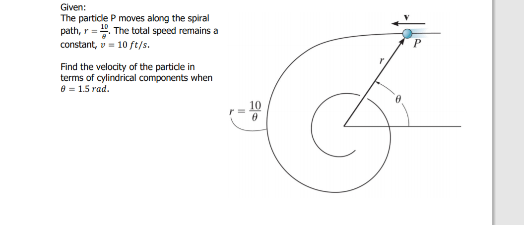 Solved Given: The particle P moves along the spiral path, r | Chegg.com
