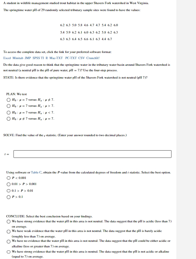 Solved A student in wildlife management studied trout | Chegg.com