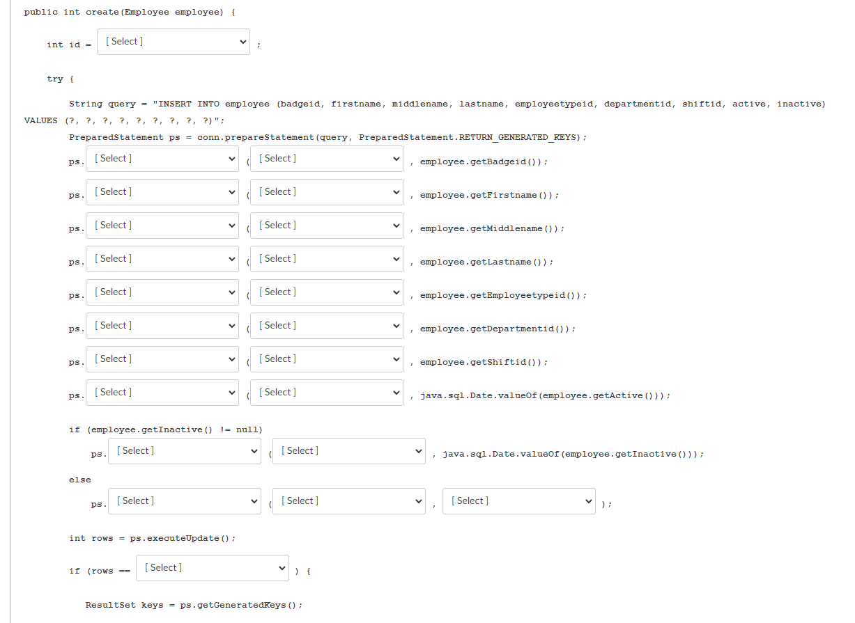 In the previous question, you completed a DAO method | Chegg.com