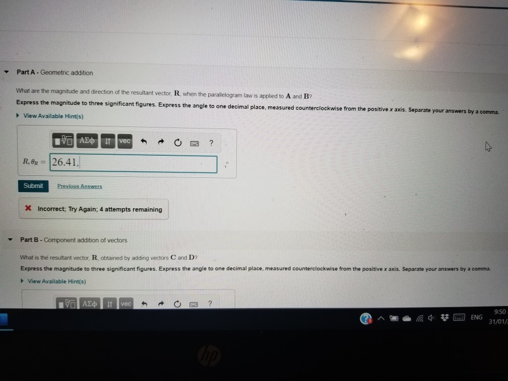 Solved Geometric and Component Vector Addition Learning | Chegg.com