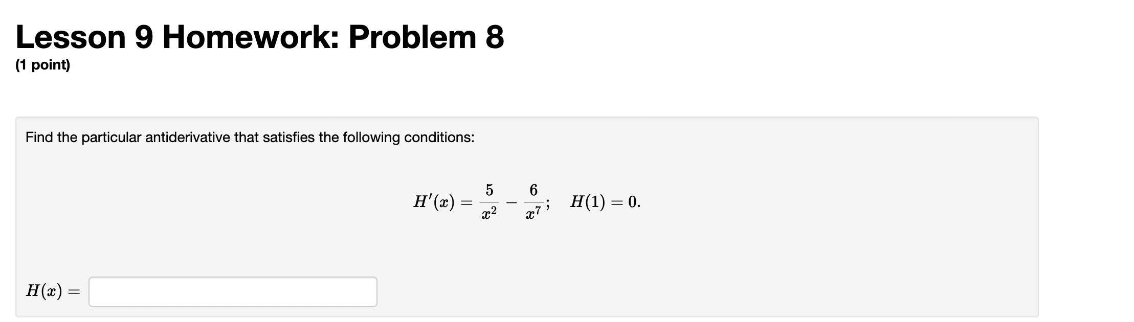 Solved Lesson 9 Homework: Problem 8 (1 point) Find the | Chegg.com