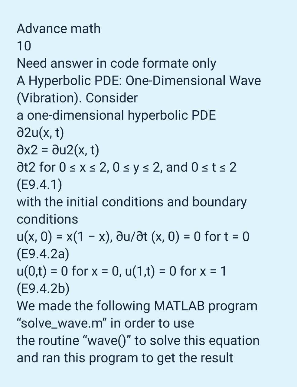 Solved Advance math 10 Need answer in code formate only A | Chegg.com