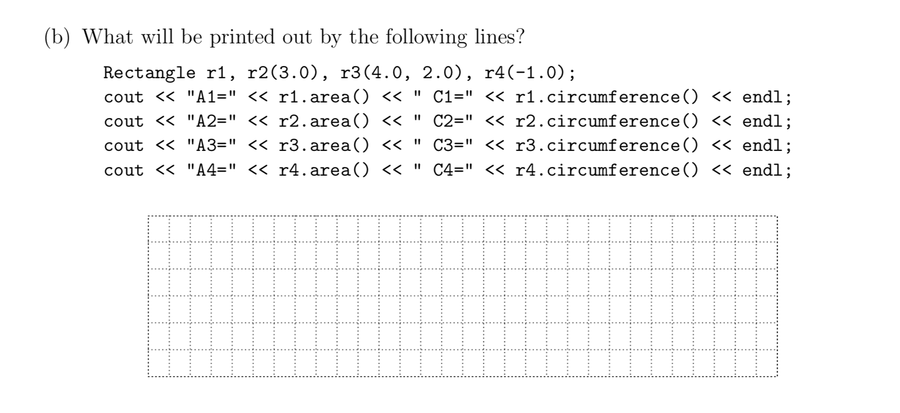 Solved 1. (6 points) Consider the following class | Chegg.com