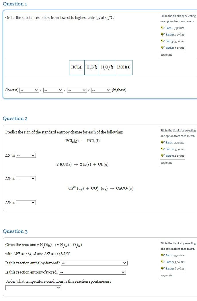 Solved Order the substances below from lowest to highest | Chegg.com