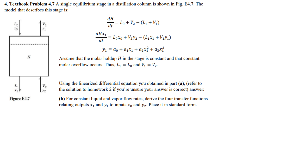 Solved 4. Textbook Problem 4.7 A single equilibrium stage in | Chegg.com