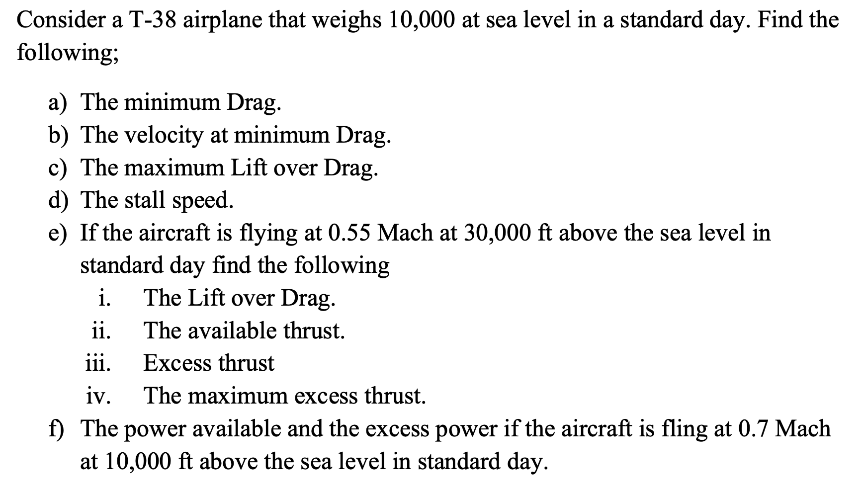 Power (x106ft. Ib/sec)Consider a T-38 airplane that | Chegg.com