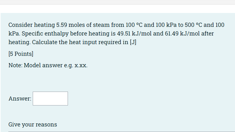 Solved Consider heating 5.59 moles of steam from 100 ºC and | Chegg.com