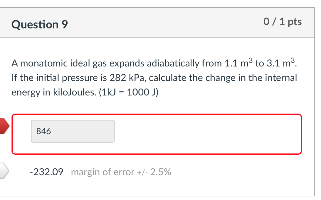 Solved Question 9 0 / 1 pts A monatomic ideal gas expands | Chegg.com