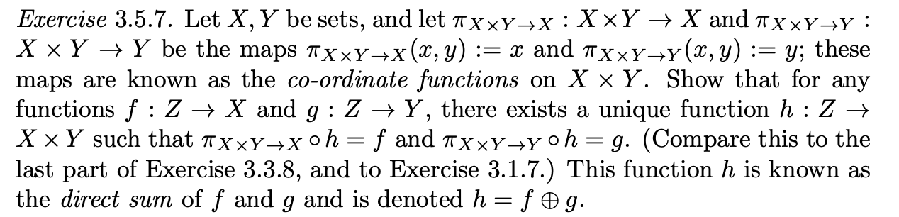 Solved Exercise 3.5.7. Let X, Y be sets, and let πx×Y→x : | Chegg.com