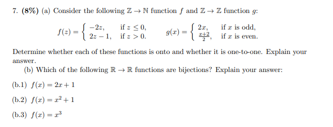 Solved 7. (8\%) (a) Consider the following Z→N function f | Chegg.com