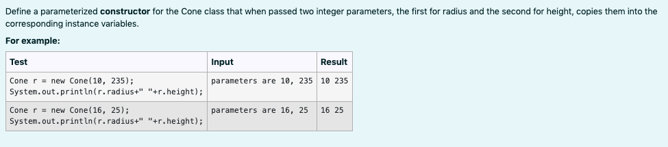 Solved Define a parameterized constructor for the Cone class | Chegg.com