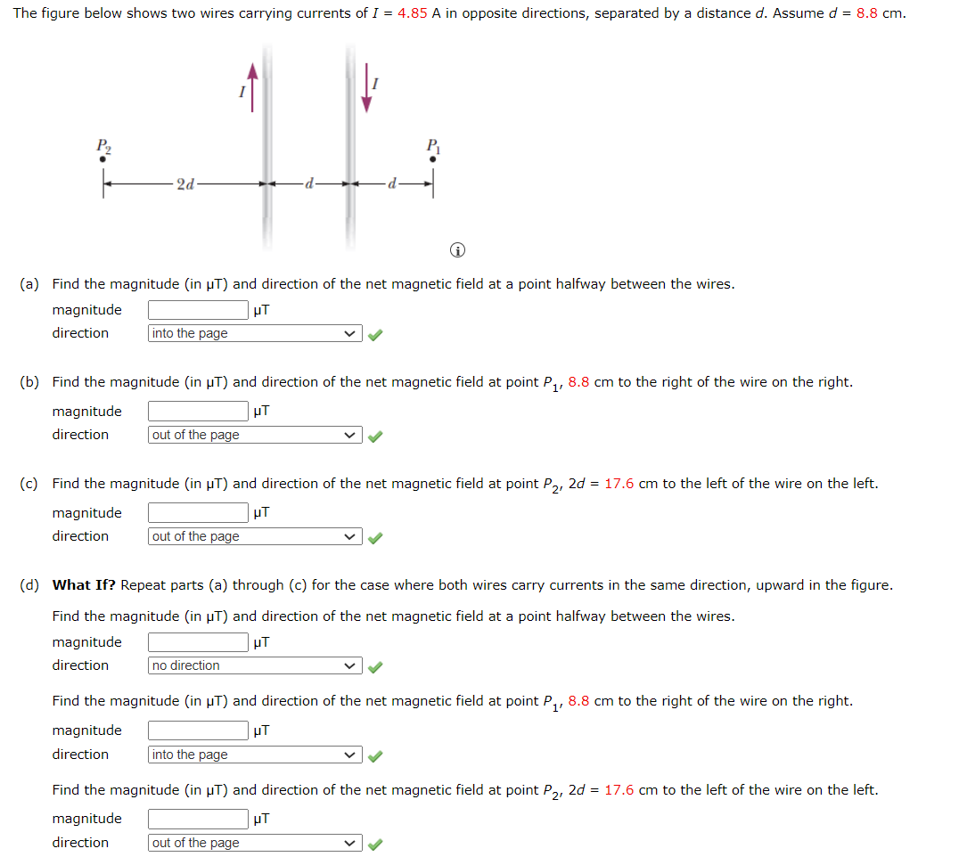 Solved The figure below shows two wires carrying currents of | Chegg.com