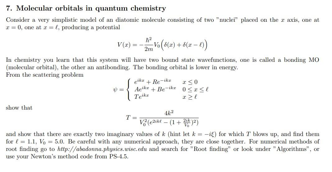 7. Molecular orbitals in quantum chemistry Consider a | Chegg.com