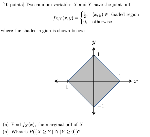 Solved 10 Points Two Random Variables X And Y Have The 5661