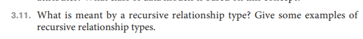 Solved 3.11. What is meant by a recursive relationship type? | Chegg.com
