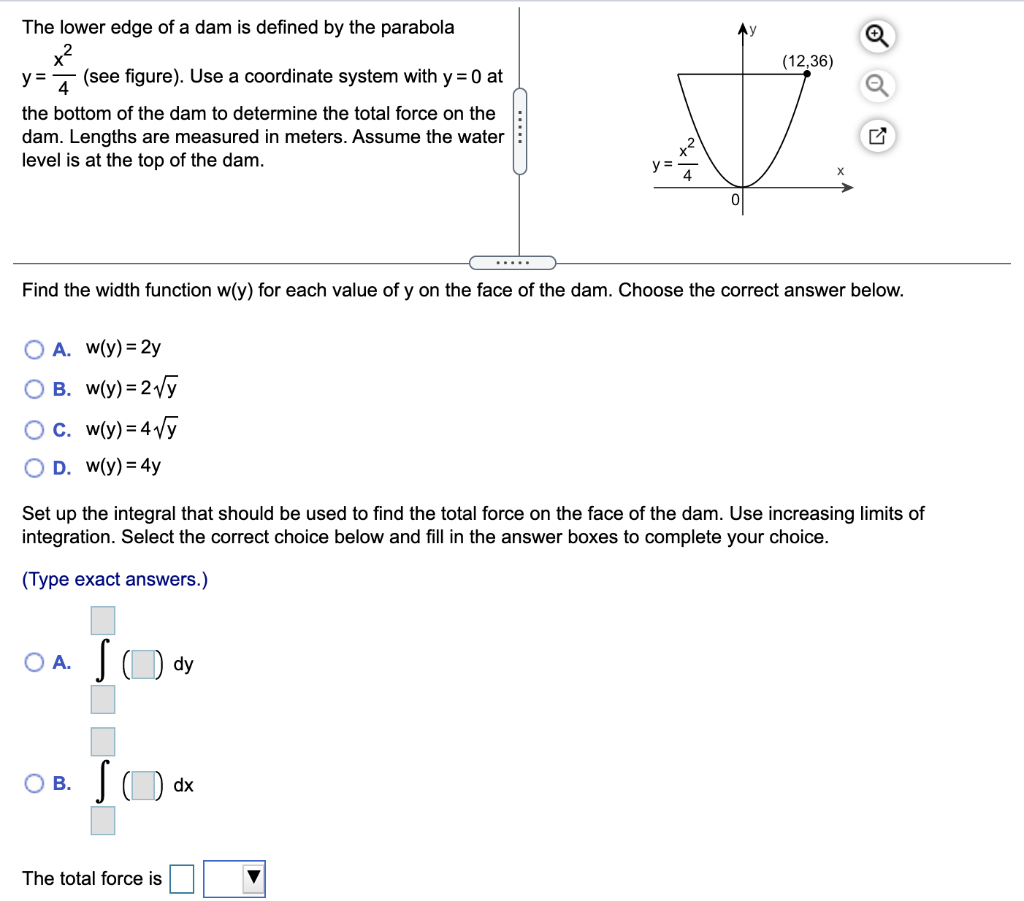 Solved (12,36) The lower edge of a dam is defined by the | Chegg.com
