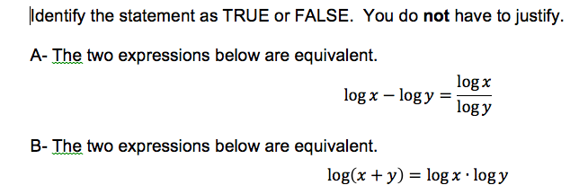 Solved identify the statement as TRUE or FALSE. You do not | Chegg.com