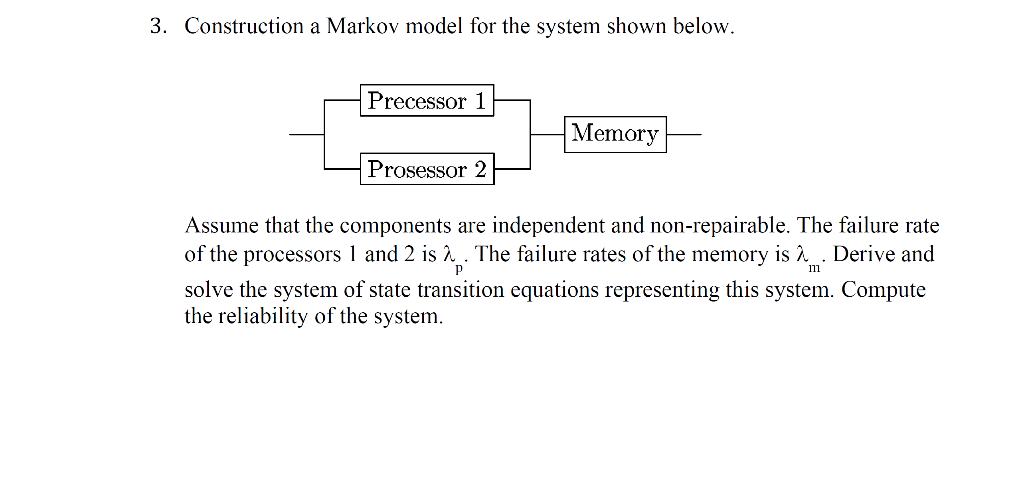Solved 3. Construction a Markov model for the system shown | Chegg.com