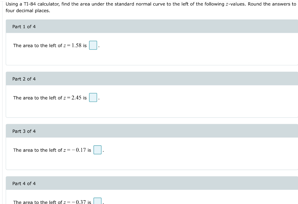 Solved Using a TI-84 calculator, find the area under the | Chegg.com