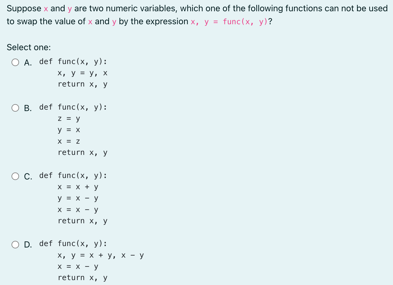 Solved Suppose x and y are two numeric variables, which one | Chegg.com