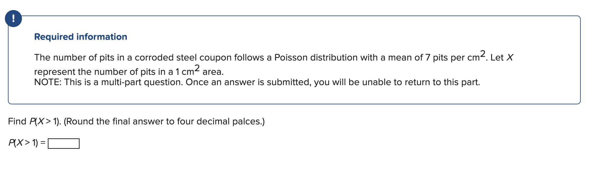 Solved Required information The number of pits in a corroded | Chegg.com