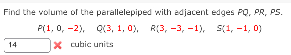Solved Find the volume of the parallelepiped with adjacent | Chegg.com