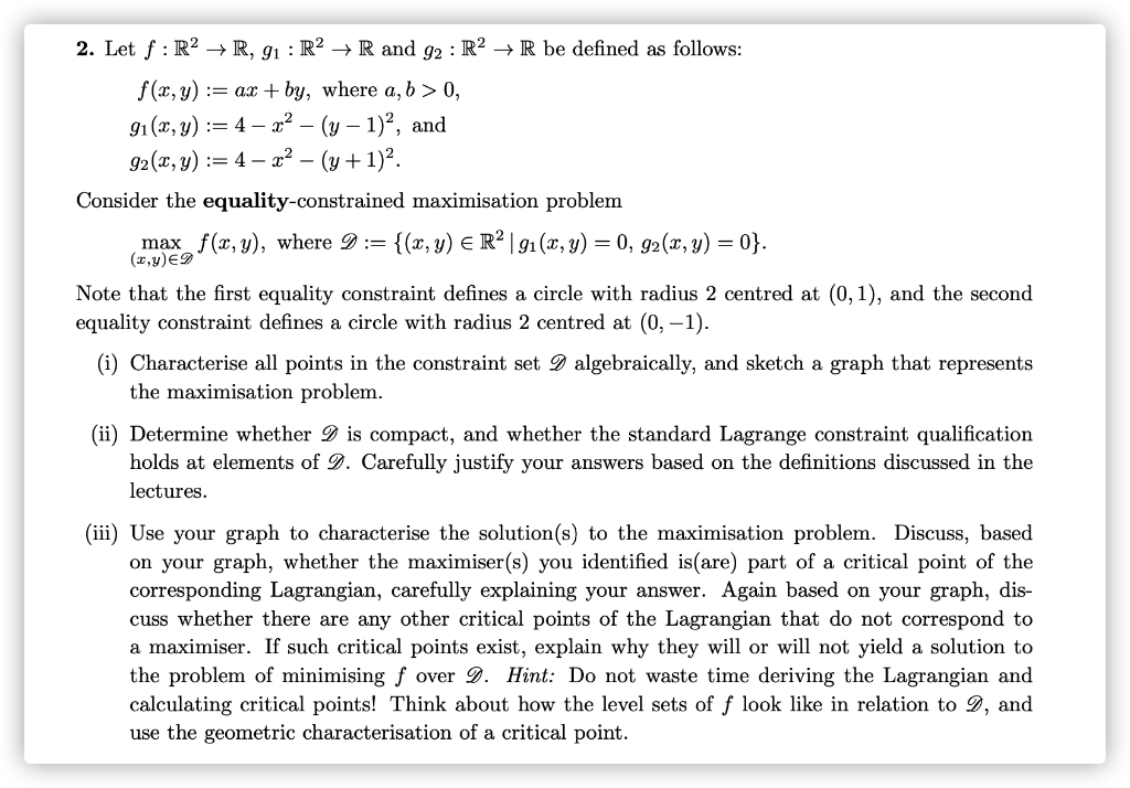 Solved 2. Let f: R2 + R, 91 : R2 + R and g2 : R2 + R be | Chegg.com