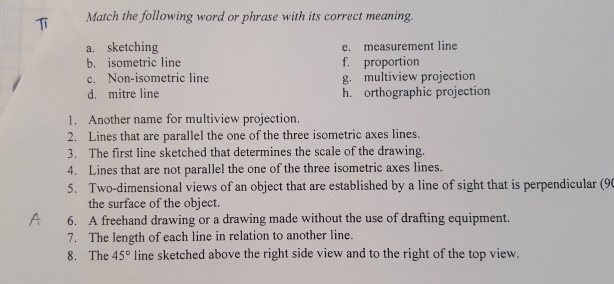 Solved Mach the following word or phrase with its correct | Chegg.com
