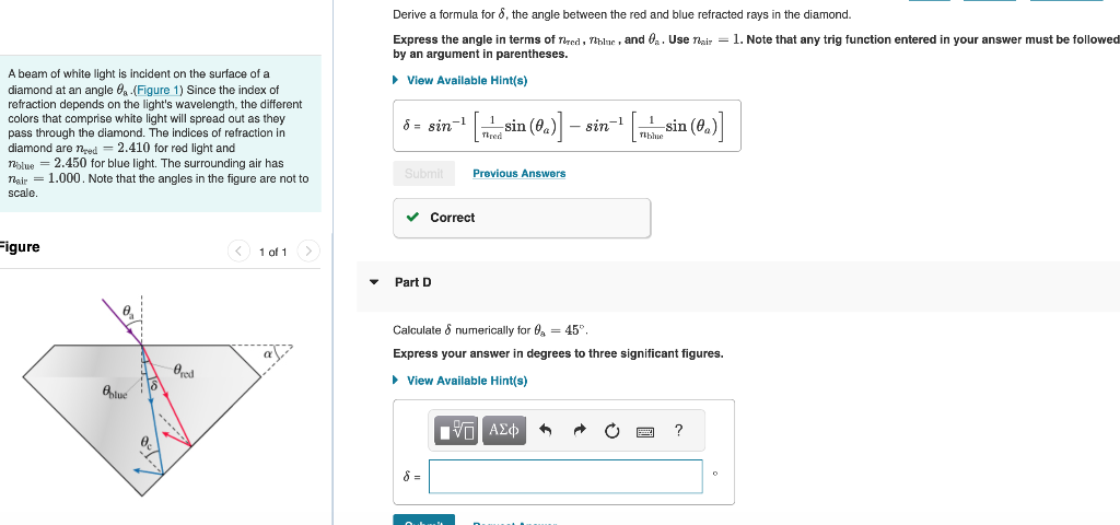 Solved Calculate vrod , the speed of red light in the | Chegg.com